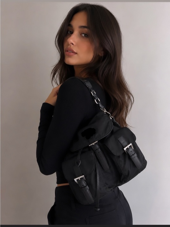 Prada | Bags | Rare Prada Black Nylon Backpack Style Shoulder Bag ...